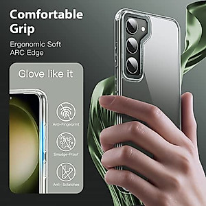 DOSNTO Armor Clear for Samsung Galaxy S23 Case with Raised Alloy for Camera Protection, Military Grade Shockproof Transparent Cover, HD Diamond Back Soft, Slim Phonecase Anti-Fingerprint Scratch