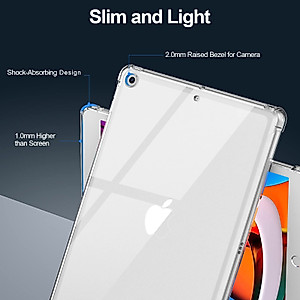 Case for iPad 9th/8th/7th Generation for iPad 10.2 Case 2021&2020&2019, Transparent Clear Shockproof TPU Protective Case (Clear)
