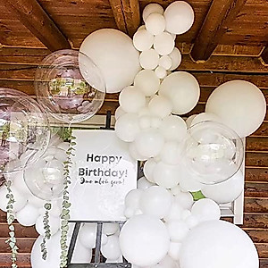 SANERYI White Balloons Garland Arch Kit (Pack of 150) Matte Latex Balloon Different Sizes for Wedding Baby Shower Decorations (18 10 5 Inch)