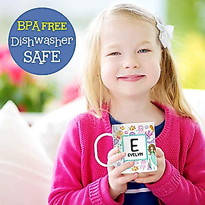 Kids Mermaids Mug Customize Name Dishwasher Safe Unbreakable Cup BPA Free