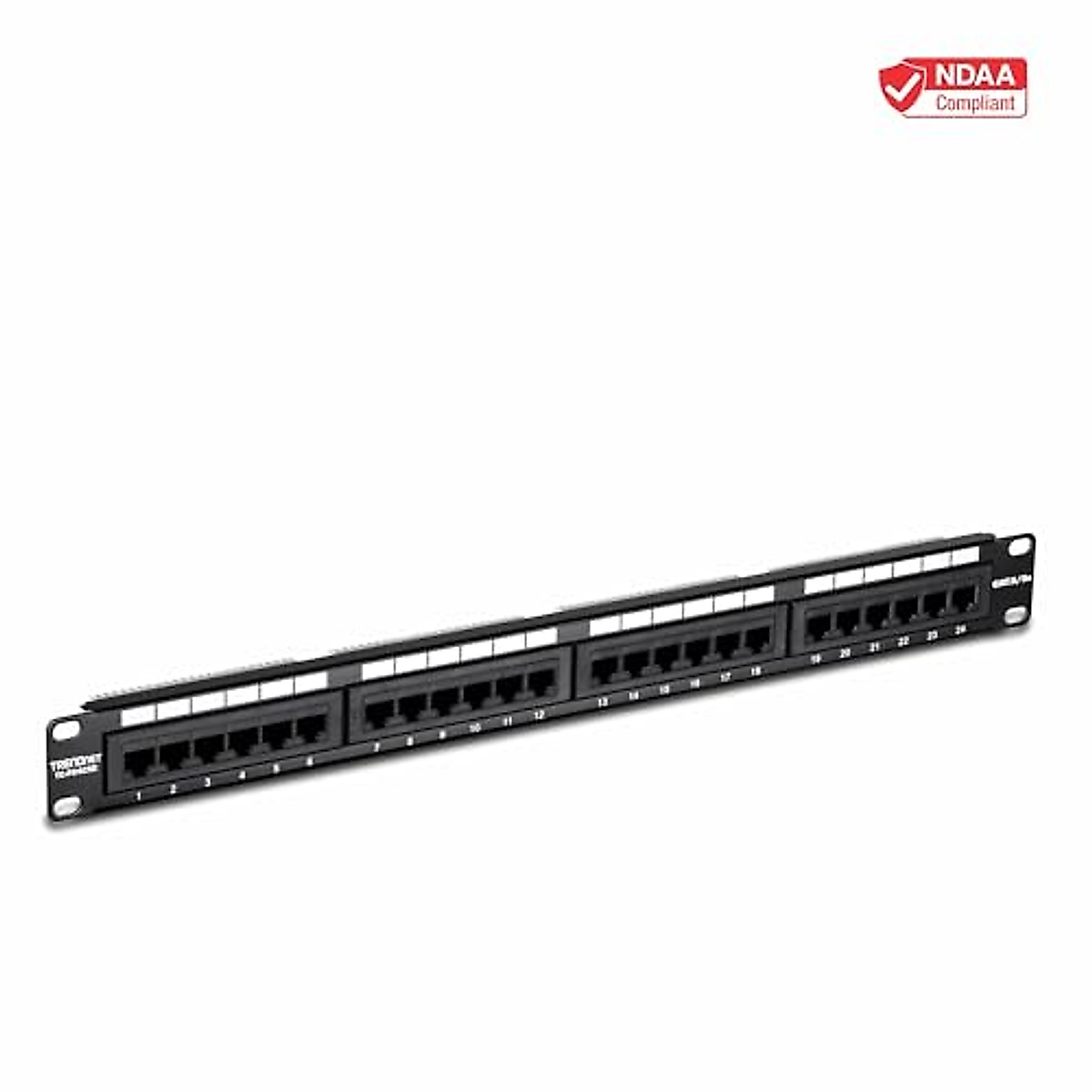 TRENDnet 24-Port Cat5-5e RJ-45 UTP Unshielded Patch Panel, Wallmount or Rackmount, 100Mhz, Color-Coded Labeling, Cat5,Cat5e,Cat4,Cat3 Compatible, 1U Rackmount, Black, TC-P24C5E