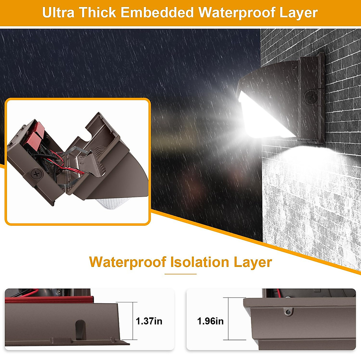 BIRITALO 300W LED Parking Lot Light Pole Mount and 120W LED Wall Pack Without Photocell Wall Mount