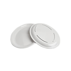 M&B GWPP Melamine Oval Serving Platters, 13 inch Narrow Rim Oval Plates for Salad, Dessert, Steak, Pasta, Appetizers, Sandwich, Set of 4 Oval Platter (White)