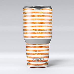 Design Skinz The Orange Watercolor Surface with Horizontal Stripes - Skin Decal Vinyl Wrap Kit Compatible with The Yeti Rambler Cooler Tumbler Cups