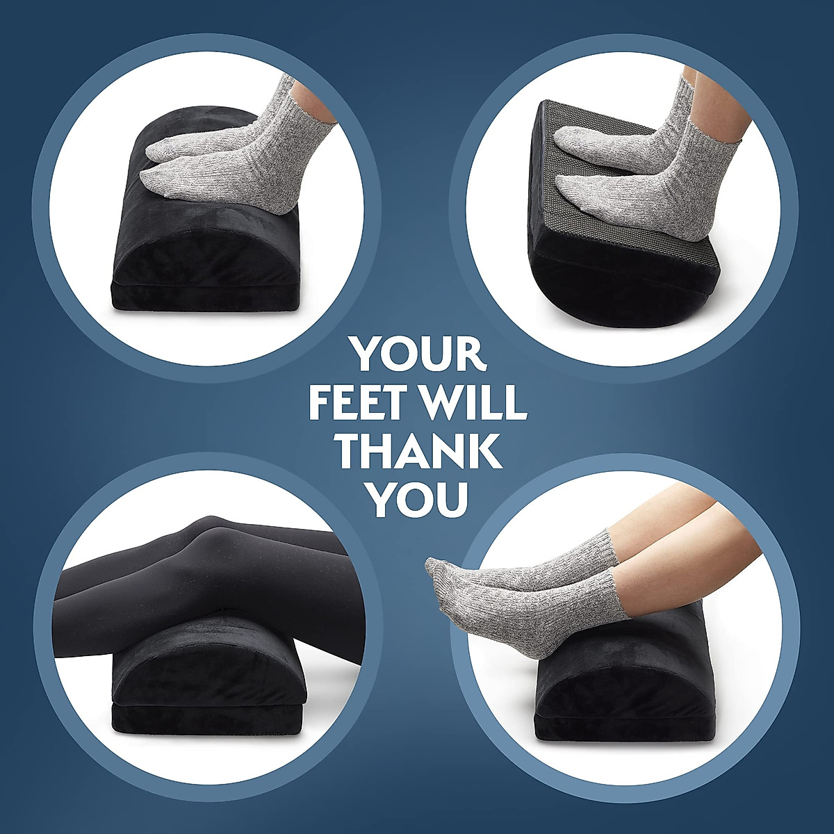 Sky Solutions Under Desk Foot Rest - Memory Foam, Ergonomic, Adjustable Footrest for Under Desk Cushion, Gaming Stool - Work from Home Essentials & Desk Accessories