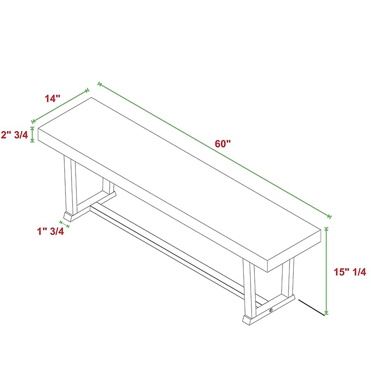 Walker Edison Industrial Farmhouse Wood Entryway Dining Kitchen Bench Kitchen Table Set Dining Chairs, 60 Inch, Grey