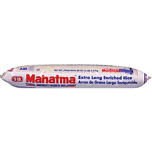 Mahatma Extra-Long-Grain Rice 5-Pound Rice Bag, Gluten-Free and Non-GMO White Rice Bulk Bag, 1 Bag of Rice