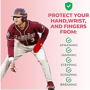 Gracfulcub Sliding Mitt, Baseball Sliding Mitt, Sliding Glove Baseball Softball Guard, Ergonomic Design Baseball Sliding Mitt Protect Fingers for Base Running (Red, Right Hand Wear)