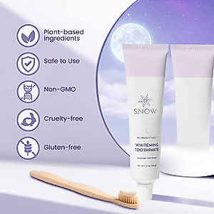 SNOW Daily Hydroxyapatite Whitening Toothpaste - Oral Care Paste for Teeth Whitening - PM Toothpaste with Xylitol & Hydroxyapatite - Lavender & Mint Flavor (Midnight Mist)