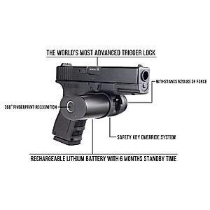 Tactical Traps Quick Draw Smart Trigger Lock V3 with 360-Degree Fingerprint Recognition - Up to 10 Authorized Users | Fits Most Handguns, Shotguns & Rifles
