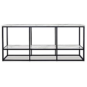 Signature Design by Ashley Donnesta Contemporary Faux Carrara Marble TV Stand Fits TVs up to 62" with Center Shelf, Black & White