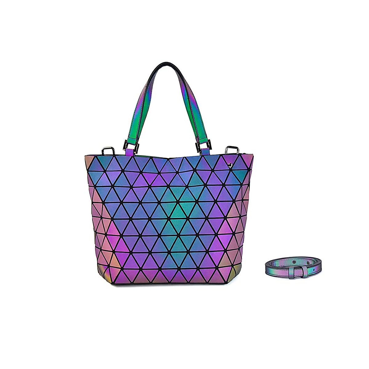 Geometric Luminous Purses and Handbags Holographic Reflective Crossbody Bag Irredescent Flash Rainbow Tote (MO.3)
