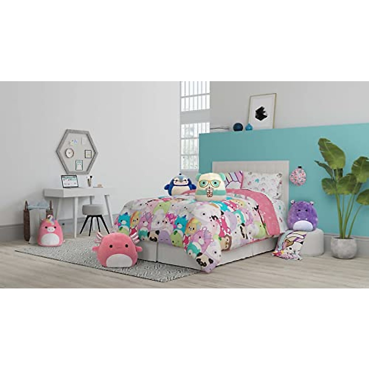 Franco Squishmallows Bedding Super Soft Comforter and Sheet Set with Sham, 5 Piece Twin Size
