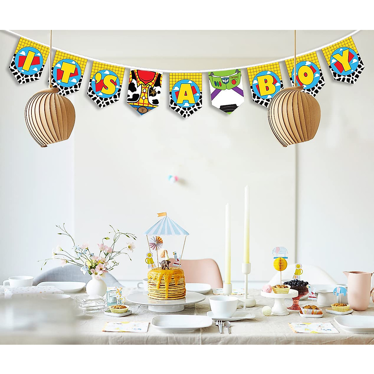 Baby Shower Decorations for Boy, Its A Boy Banner for Baby Shower, Its A Boy Banner Bunting Christening Baby Shower Garland, Toy Theme Story Baby Shower Banner for Boy, Boys Bday Banner Party Favors