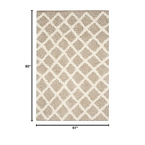 SAFAVIEH Dallas Shag Collection Area Rug - 5'1" x 7'6", Beige & Ivory, Trellis Design, Non-Shedding & Easy Care, 1.5-inch Thick Ideal for High Traffic Areas in Living Room, Bedroom (SGD258D)