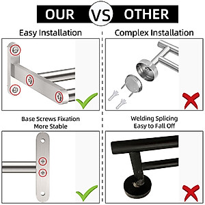 Double Towel Bars, Taaji 24 Inch Bath Towel Rack for Bathroom, Stainless Steel Wall Mounted Double Towel Rods Long Bar, Towel Rail Hanger for Bathroom Wall, Brushed