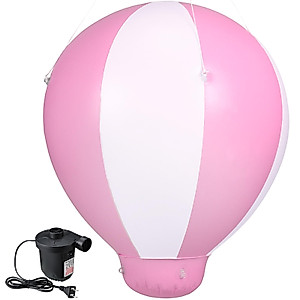 Syhood Half Hot Air Balloon with Air Pump Inflatable Baby Shower Party Hanging Balloon for Girls Boys Baby Indoor Outdoor Decoration for Kids Birthday Nursery Wedding Exhibitions (Pink,5 ft)