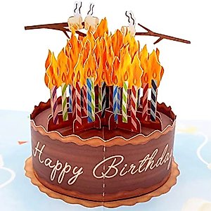 Liif Birthday Cake On Fire Funny Birthday Card, 3D Greeting Pop Up Birthday Card, Happy Birthday Card For Men, Women, Her, Him, Husband, Wife | With Message Note & Envelop | Size 7 X 5 Inch