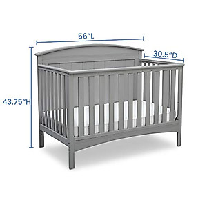 Delta Children Archer 4-in-1 Crib, Grey with Twinkle Stars Crib & Toddler Mattress