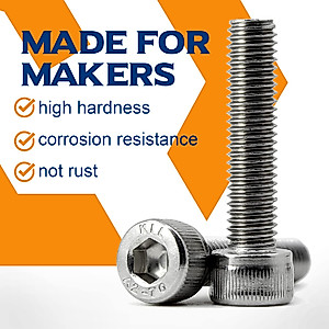 M6-1.0 x 65mm Socket Head Cap Screws Metric, Allen Socket Drive, 304 Stainless Steel (A2-70), Full Thread, Bright Finish, Machine Thread, Quantity 10