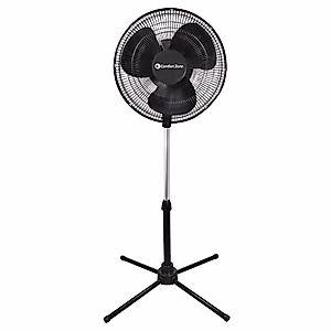 Comfort Zone 16" Oscillating Pedestal Fan with Folding Base, 3-Speed, Adjustable Height and Tilt, Top-Mounted Controls, Ideal for Home, Bedroom & Office, CZST162BTEBK