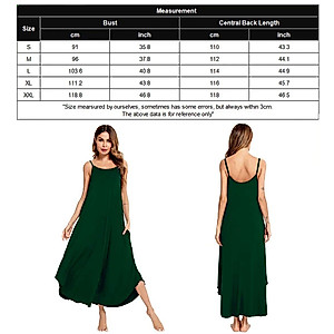 SWOMOG Women Long Nightgown Pajama Dress Soft Strap Nightdress Summer Sleeveless Nightshirt Lounge Dress with Pockets Green Medium