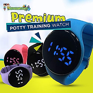 Kidnovations Premium Potty Training Watch - Toilet Training Timer - Rechargeable Water Resistant Digital Watch Reminder to Go Potty Vibrates and Plays Music Keeps Your Child Entertained at Potty Time