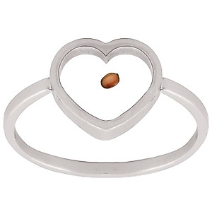 Heart Shaped Mustard Seed Ring for LDS and Christian Women of Faith in Silver and Gold with Mustard Seed Encased LDS Rings and Jewelry (Silver, 6)