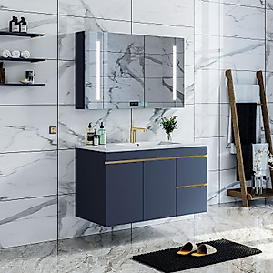 Bathroom Sink Faucet Single Handle Modern Bathroom Faucets for Sink 1 Hole, Deck Mount Lavatory Mixer Tap Wash Basin Faucet Brass (Brushed Gold)