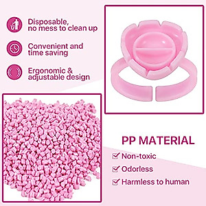 Glue Rings for Eyelash Extensions Glue Rings Pretty memory 100PCS Smart Lash Rings Blooming Eyelash Glue Holder Volume Fanning Cup for Lash Extension Supplies, Pink