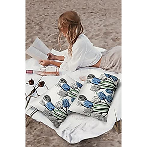 Vandarllin Outdoor Throw Pillows Covers 12X20 Set of 2 Waterproof Gray Blue Tulip Decorative Zippered Lumbar Cushion Covers for Patio Furniture, Spring Summer Flowers Floral
