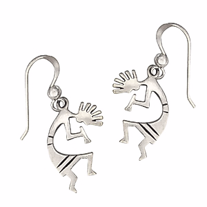 Sterling Silver Kokopelli Symbol Dangle Earrings