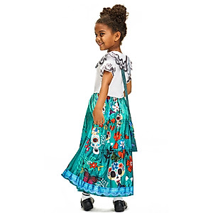 IKALI Girls Princess Costume Day of the Dead Skeleton Halloween Fancy Dress, Kids Toddlers Pretend Play Dress-Up Outfit Role Play Set