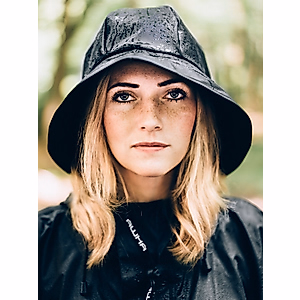 AWHA Souwester, Rain Hat Black/Unisex - Waterproof Cap with Wide Brim and Earflaps