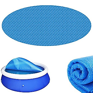 Solar Pool Covers for Heat Retaining Blanket for In-Ground and Above-Ground Round Swimming Pools,Blue 10-Foot Round Solar Cover Waterproof Dustproof Pool Cover for Inflatable Swimming Pool Hot Tub