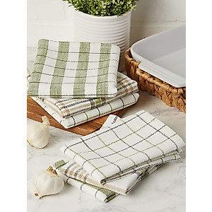 DII Garden Fresh Herbs Kitchen Collection, Dishtowel/Dishcloth Set, Greenhouse Plaid, 6 Piece