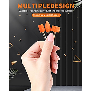 SHITIME Rotary Tool Bits Grinding, 120 Pcs Metal Grinding Sanding Bits with 1/8" Shank, Sanding Drums Accessories for Polishing Jade, Rust and Metal