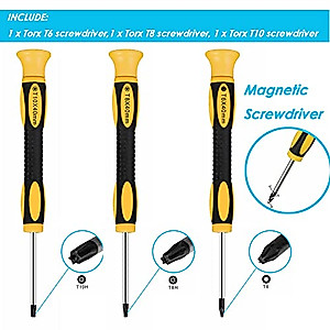 Replacement Thumbsticks for Xbox One S/X Controller, 4pcs 3D Joystick Parts Analog Caps with Repair Tools Kit, T6 T8 T10 Screwdriver Compatible with Xbox One S/X Controller