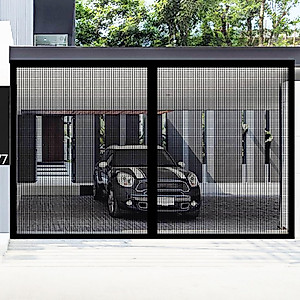 Magnetic Garage Door Screen 10x8ft, Durable Fiberglass Garage Hand Free Doors Screen with Powerful Magnets, Easy Assembly
