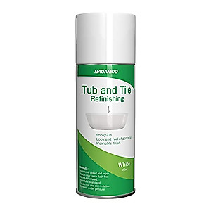 NADAMOO Tub and Tile Spray Paint White, 450ml, 1 Pack, Aerosol Bathtub Refinishing Kit for Porcelain Fiberglass Ceramic, DIY Resurfacing Bathroom Sink Countertop