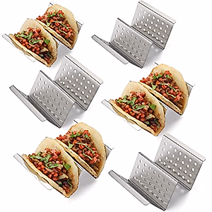 Taco Holders Stainless Steel Taco Holder Stands Set of 6 Each Taco Rack Holds 2 Soft & Hard Shell Tacos for Taco Rack, Taco Shell Holder, Taco Tray, Oven, Grill