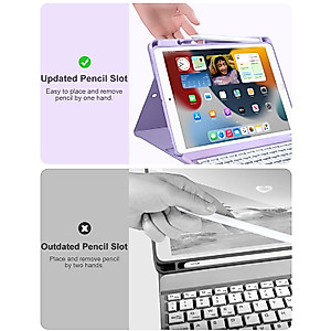 Hamile for iPad 9th Generation Case with Keyboard 10.2 Inch - Backlit Wireless Detachable Folio Keyboard Cover with Pencil Holder for iPad 8th Gen/7th Gen/iPad Pro 10.5"/iPad Air 3rd Gen (Purple)