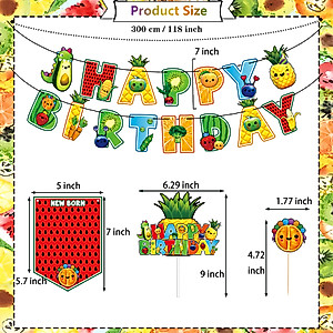 Hey Bearr Sensory Fruit Birthday Decorations - Dancing Fruit 1st Birthday Party Supplies, Summer Fruit Birthday Party Baloons Arch Set for baby Boys and Girls