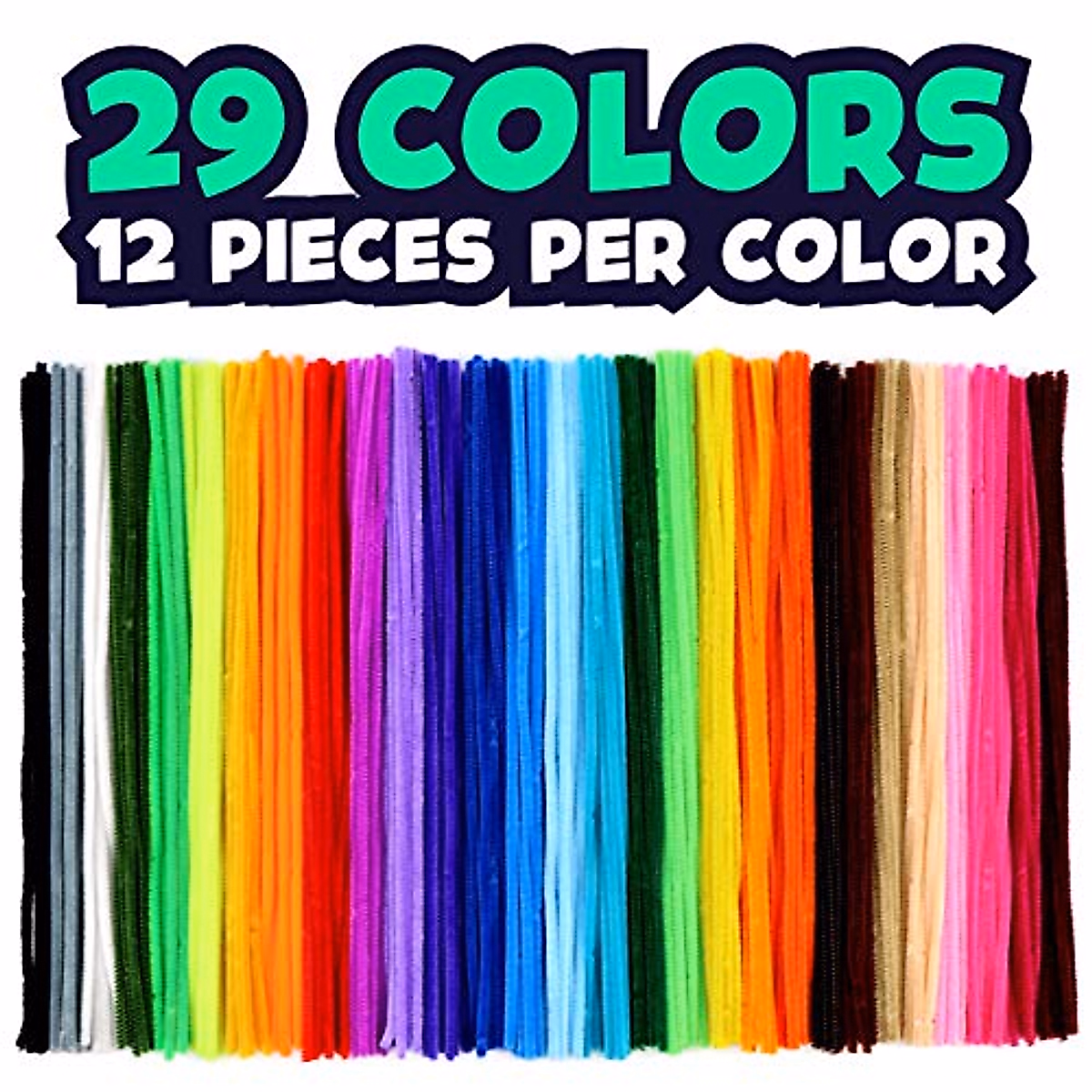 Carl & Kay 348 Pipe Cleaners & 48 Googly Eyes - Chenille Stems Pipe Cleaners Craft - Colorful Pipe Cleaners for Crafts - Colored Pipe Cleaners for Kids - Bulk Pipe Cleaners - Soft Fuzzy Chenille Stems