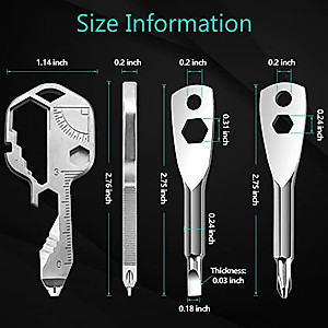 CJ FOREVER 28 in 1 Multitool Keychain, Key Shaped Pocket Tools and Gadgets, Mini Keychain Tool Drill Drive, Screwdriver, File, Wrench, Ruler, Bottle Opener, Stripping, Tools Men, Gift (Silver)