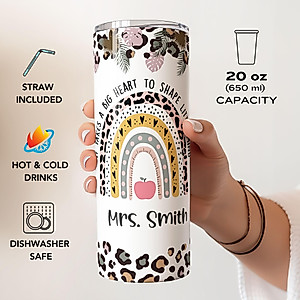 Fleur&Bay Teacher Appreciation Gifts for Women - Personalized Teacher Tumbler With Straw - Daycare Preschool Birthday Back to School Gifts Ideas - Customized Cup With Name - Nutrition Facts Coffee Mug
