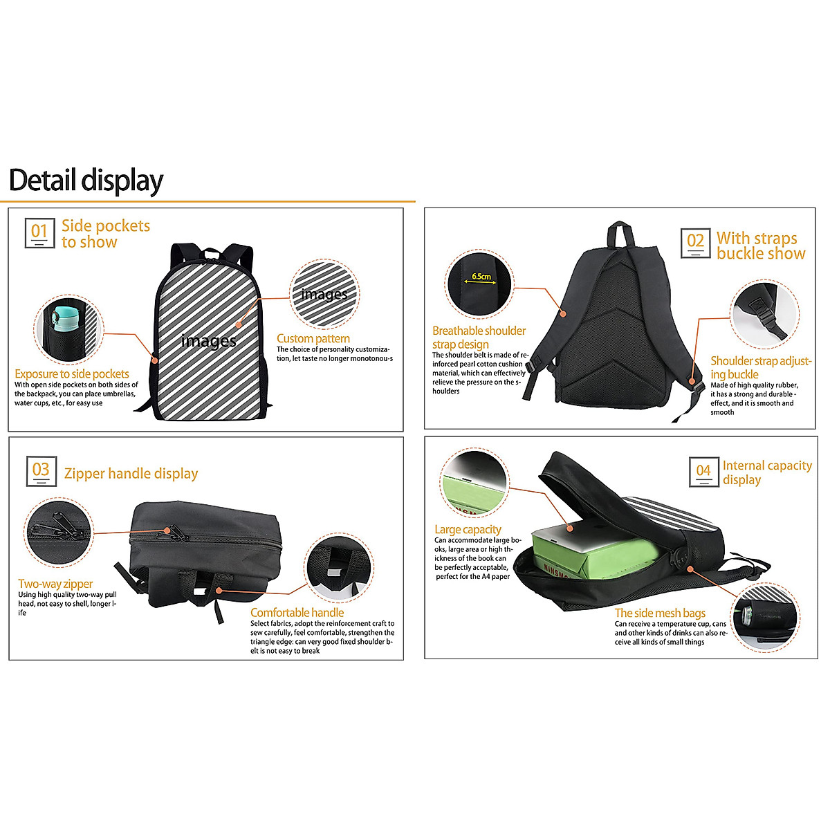 Mumeson Teenagers Backpack Bookbag Soccer Print Daypack for Sport Outdoor Travel Double Zipper Closure Schoolbags Back to School 17 inch Backpacking