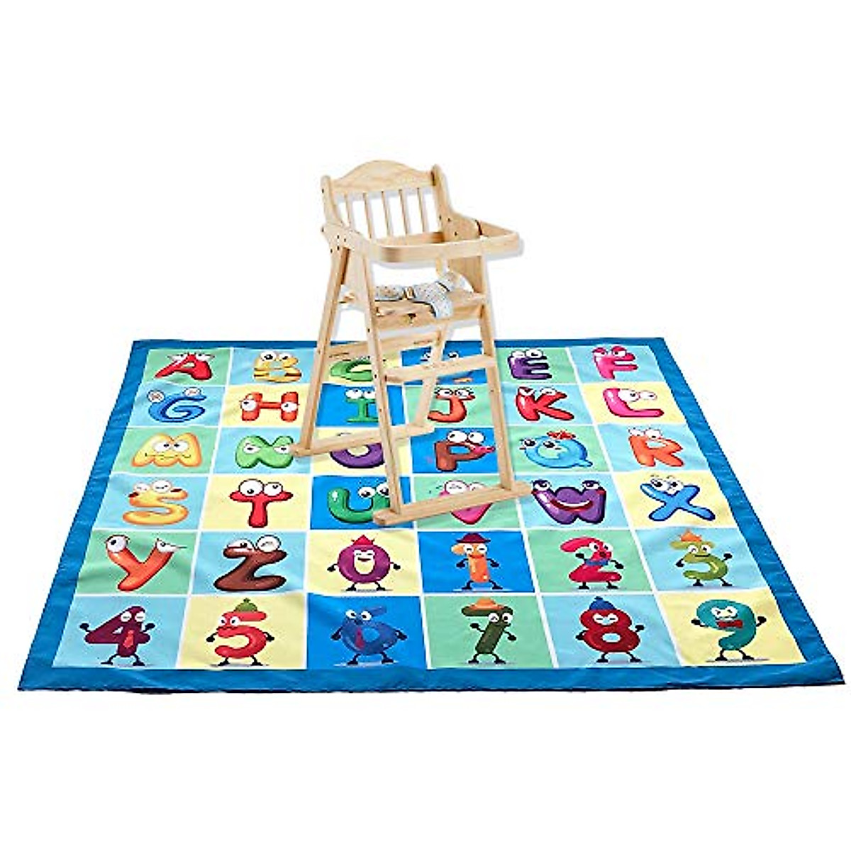 51" Multi-Purpose Waterproof Baby Splat Mat for Under High Chiar, Portable Play Mat for Toddler, Non-Slip Floor Splash Mat and Table Cloth (Cute Letter)