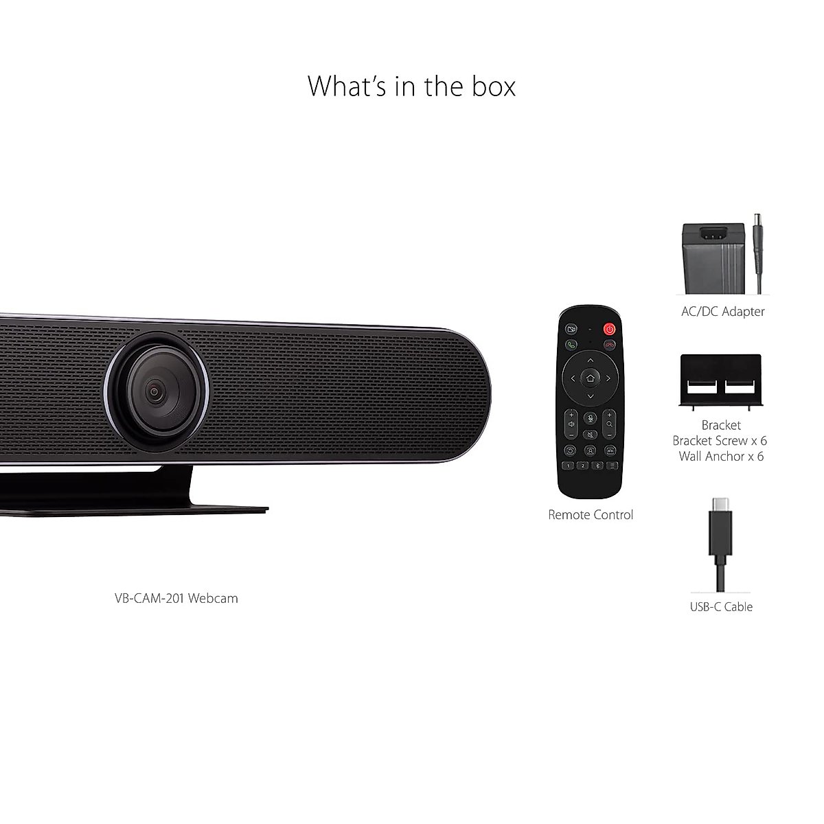 ViewSonic VB-CAM-201 4K Video Conference Web Camera with Built-in Microphone, 120 Degree Wide-Angle Lens for Zoom/Teams/Skype Remote Meetings and Calls
