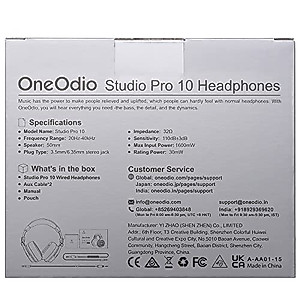OneOdio Over Ear Headphone, Wired Bass Headsets with 50mm Driver, Foldable Lightweight Headphones with Share Port and Mic for Recording Monitoring Mixing Podcast Guitar PC TV (Light Blue)